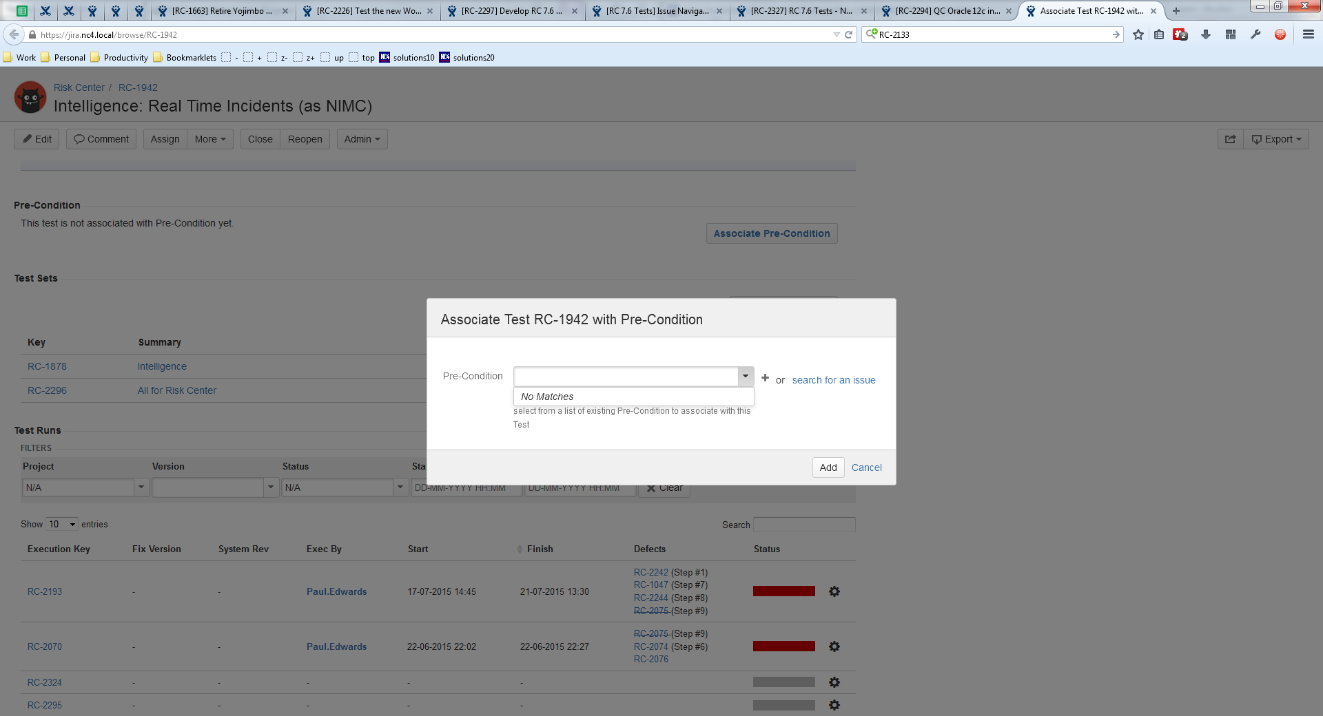 [XRAY-539] Pre-Condition Search does not show recently used issues - Xblend Issue Tracker